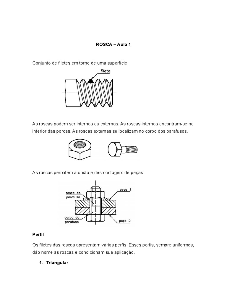 Os principais conceitos e cálculos relacionados a roscas | PDF ...