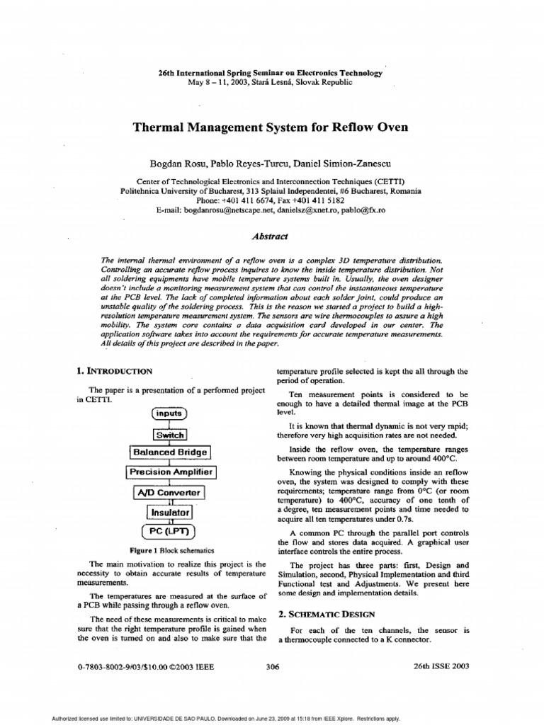 Thermal Management System For Reflow Oven | PDF | Thermocouple | Amplifier