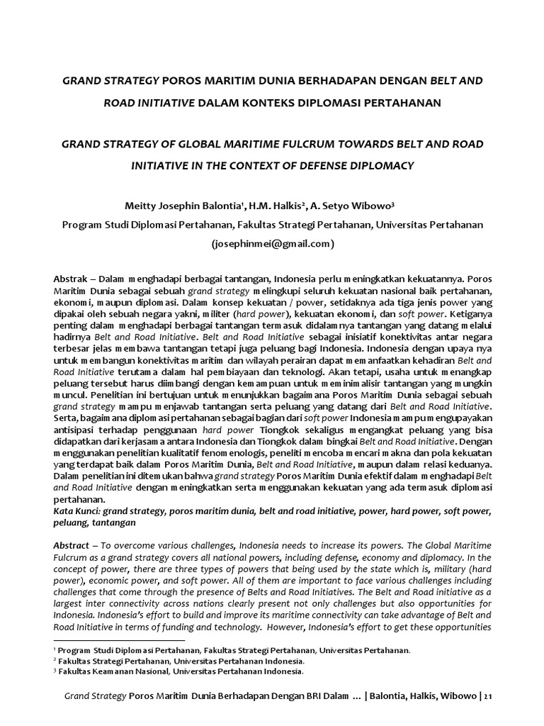 Strategi Maritim Indonesia Hadapi BRI | PDF