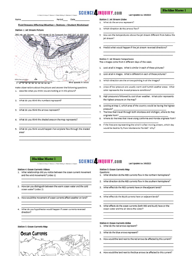 Fluid Streams Worksheet | PDF | Jet Stream | Oceans