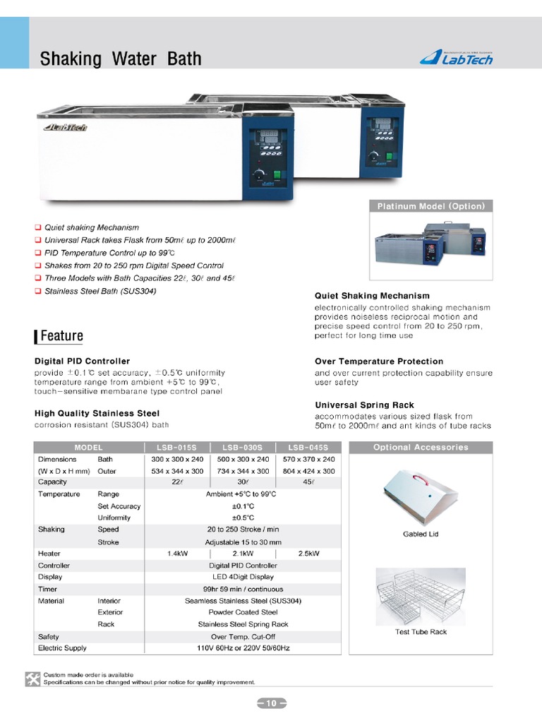 Daihan Labtech - Shaking Waterbath | PDF