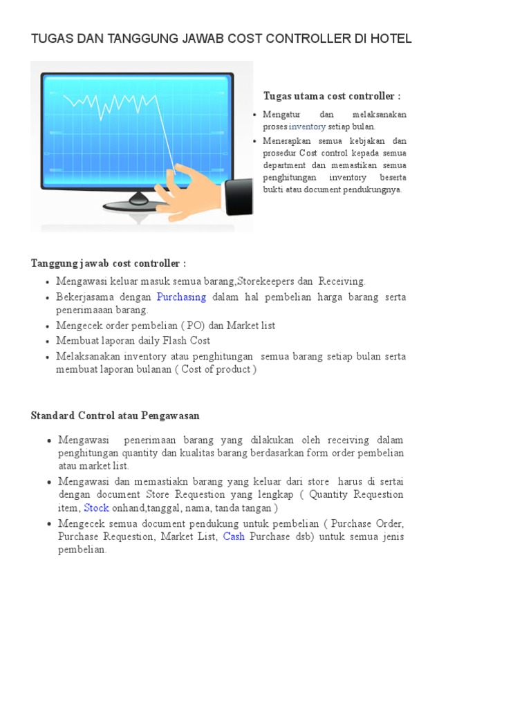 Perhotelan - TUGAS DAN TANGGUNG JAWAB COST CONTROLLER DI HOTEL | PDF