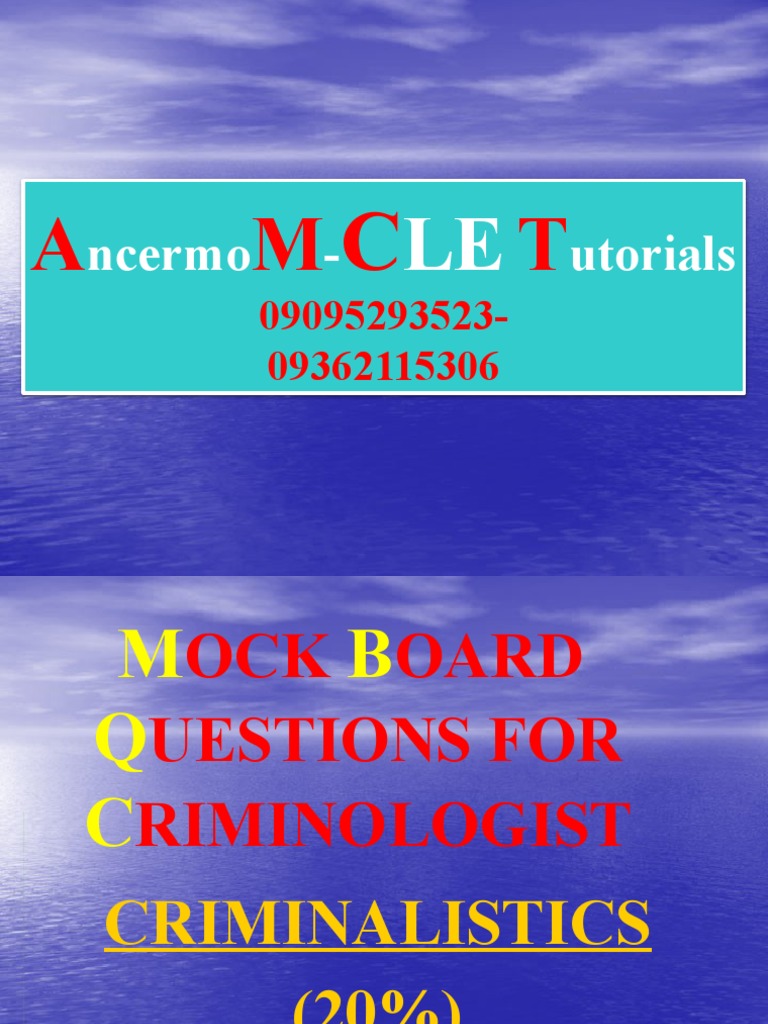 Mock Board in Criminalistics | PDF | Fingerprint | Ballistics