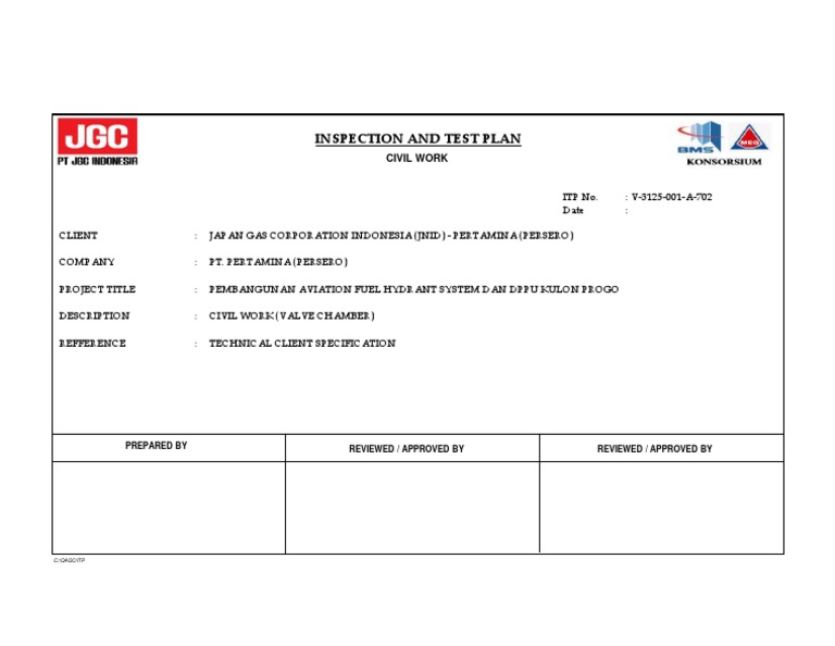 02 V-3125-001-A-702 (Site Inspection and Test Plan) Cover Sign - 1 | PDF