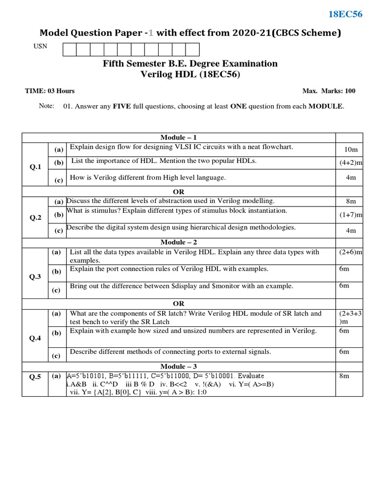 18EC56 | PDF | Hardware Description Language | Computing