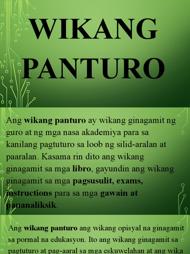 Wikang Panturo at Wikang Opisyal | PDF