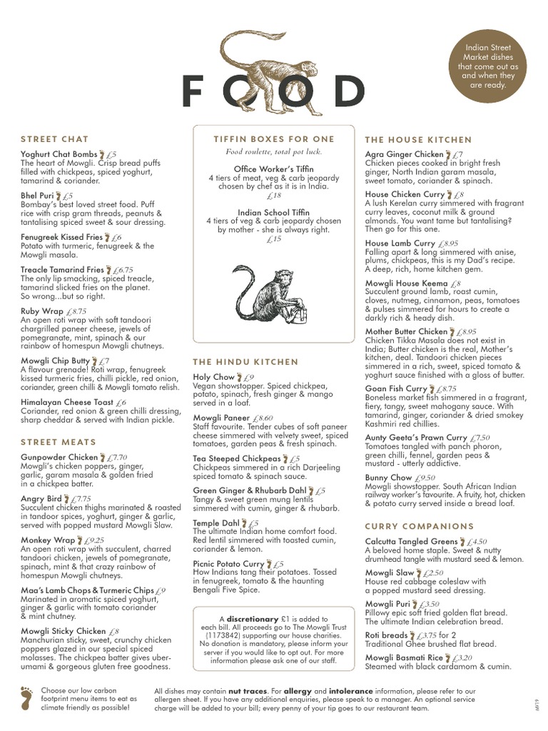 Mowgli Food Menu | PDF | Indian Cuisine | Curry