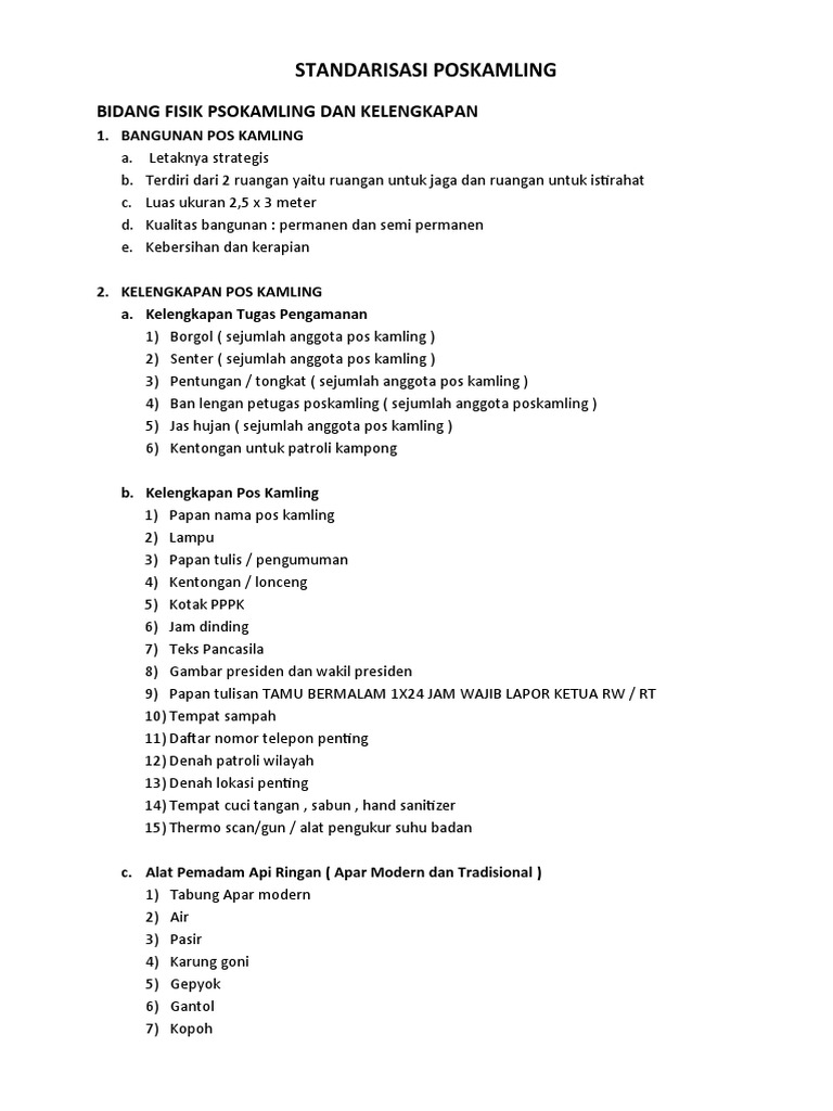 STANDARISASI POSKAMLING | PDF