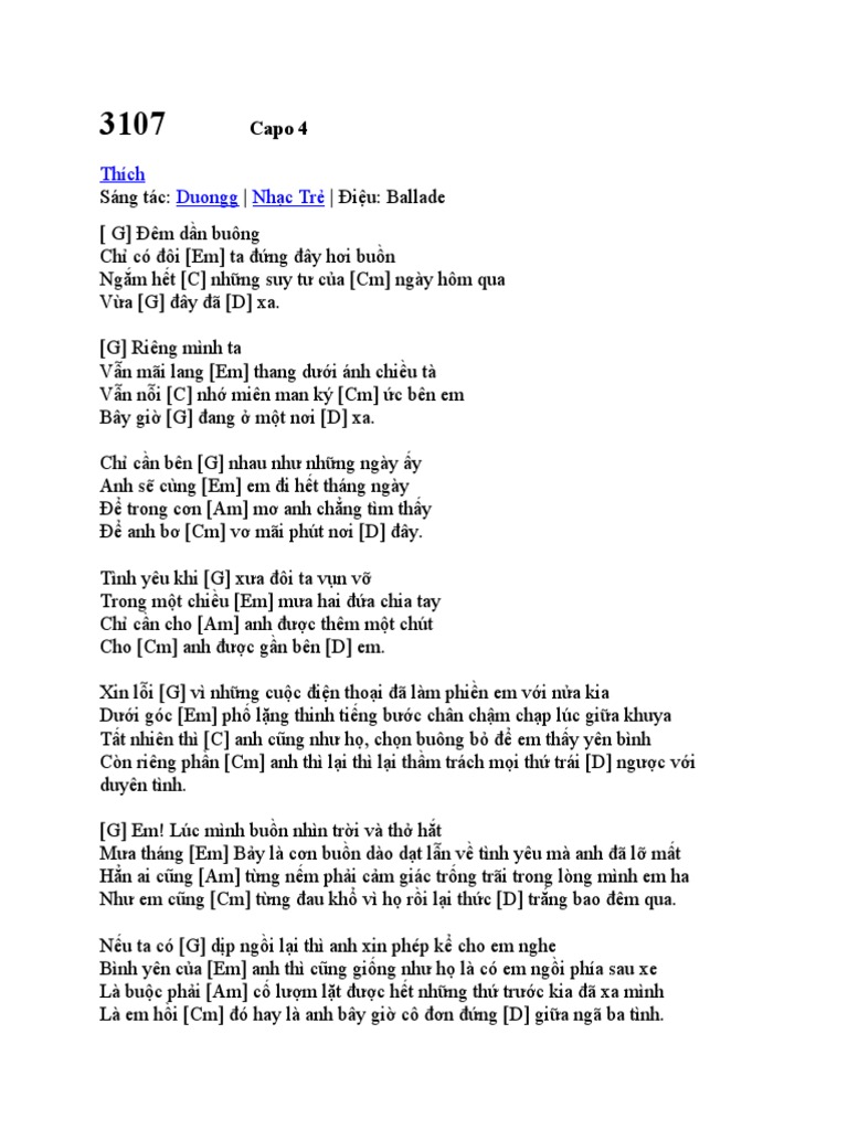 3107 Chord & Lyrics | PDF