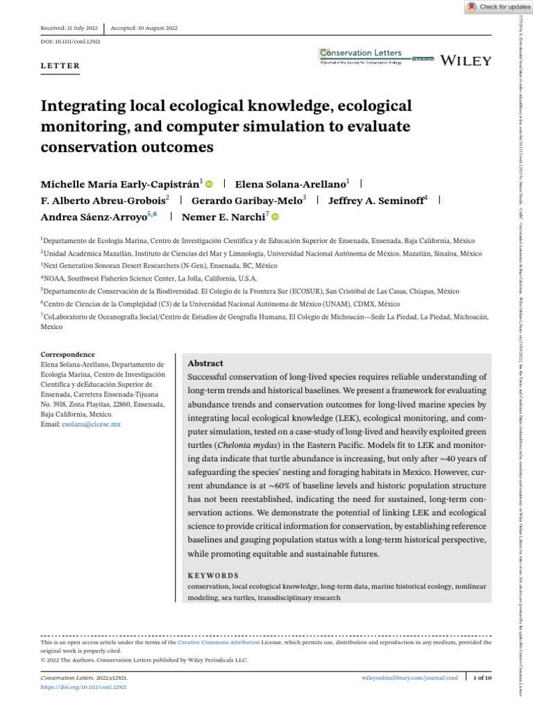 Conservation Letters - 2022 - Early Capistr N - Integrating Local ...