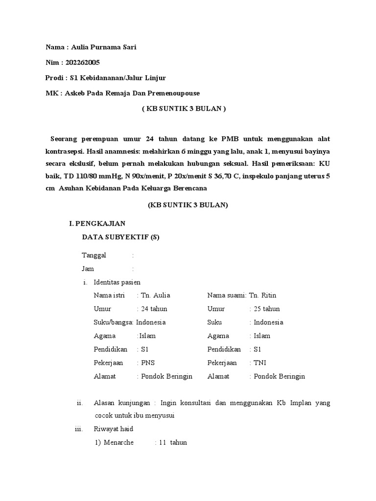 UAS Askeb Pada Remaja Dan Premenoupos (Aulia Purnama Sari) | PDF