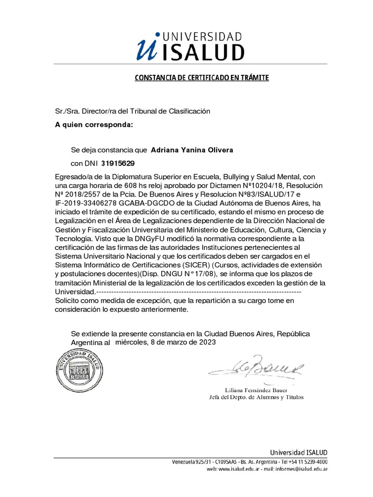 Constancia Caba PDF | PDF