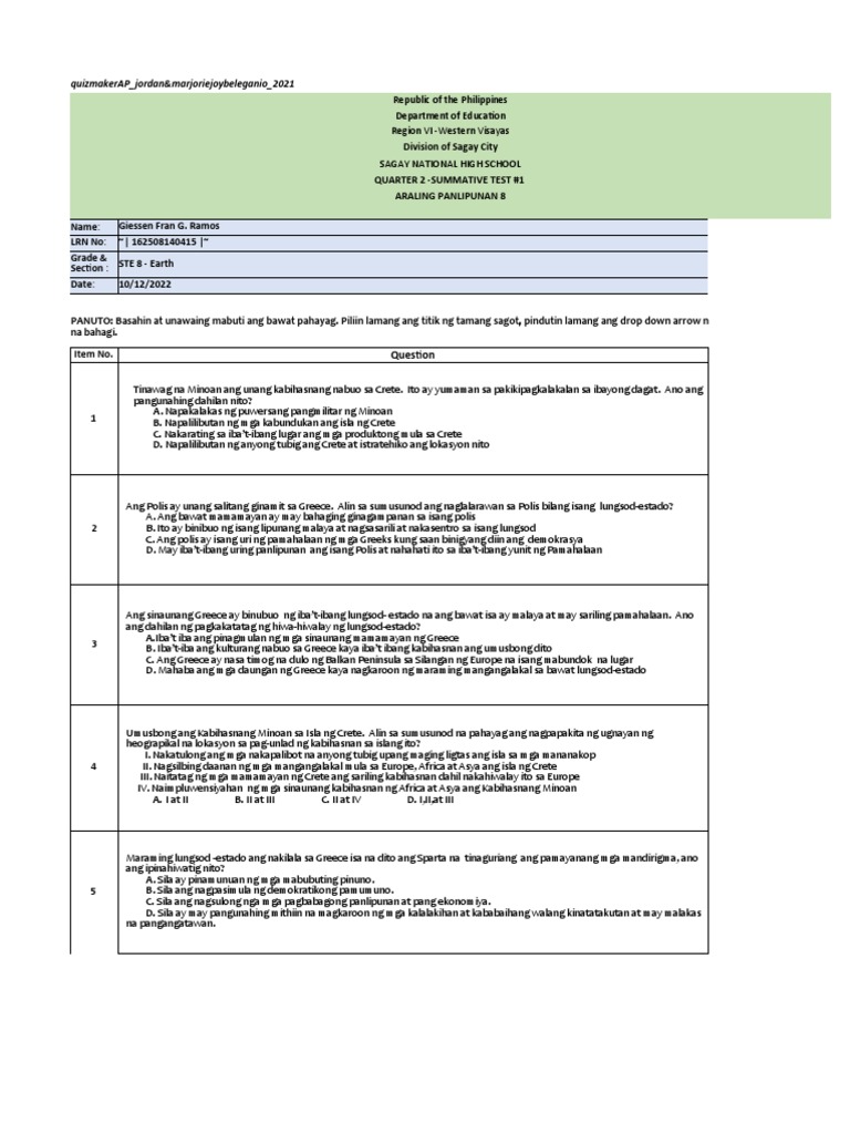 Quiz-Maker AP8 Q2 Summative-1-Pangue | PDF
