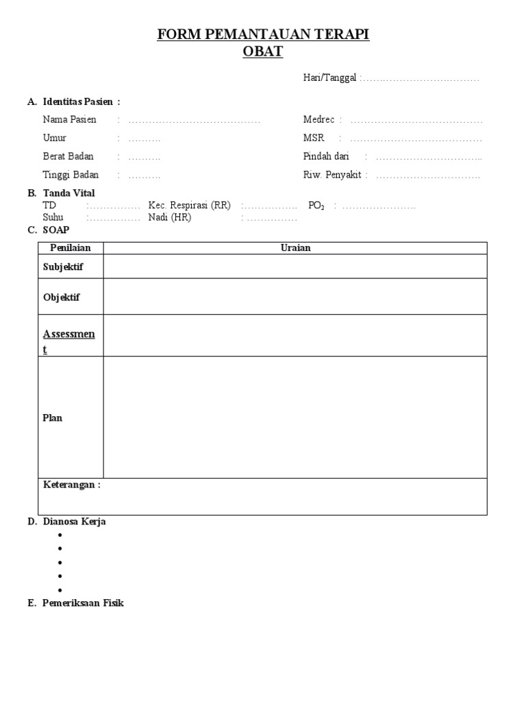 Form Pemantauan Terapi Obat | PDF