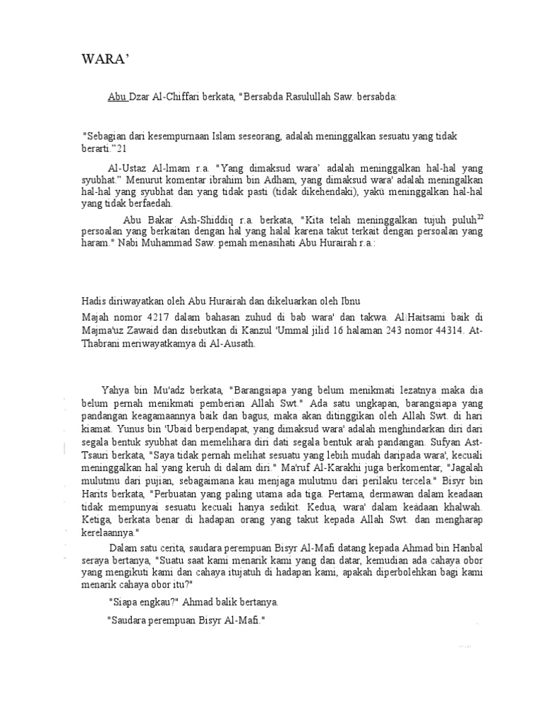 Makalah Wara' Dan Sabar' | PDF