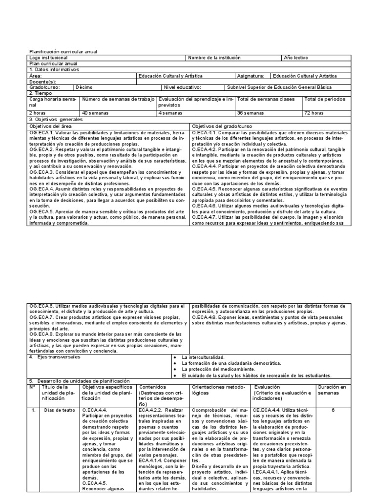 Eca 10 Egb Pca Pud | PDF | Teatro | Arte de performance