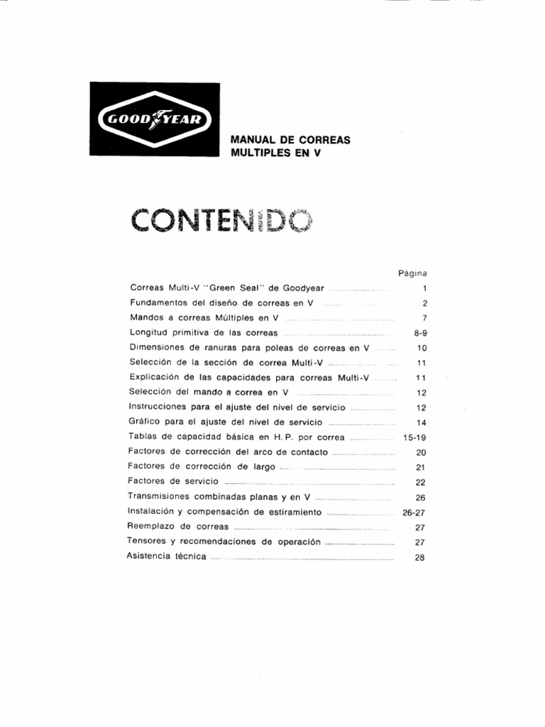 CATALOGO DE CORREAS EN V Manual de Correas en V Goodyear | PDF