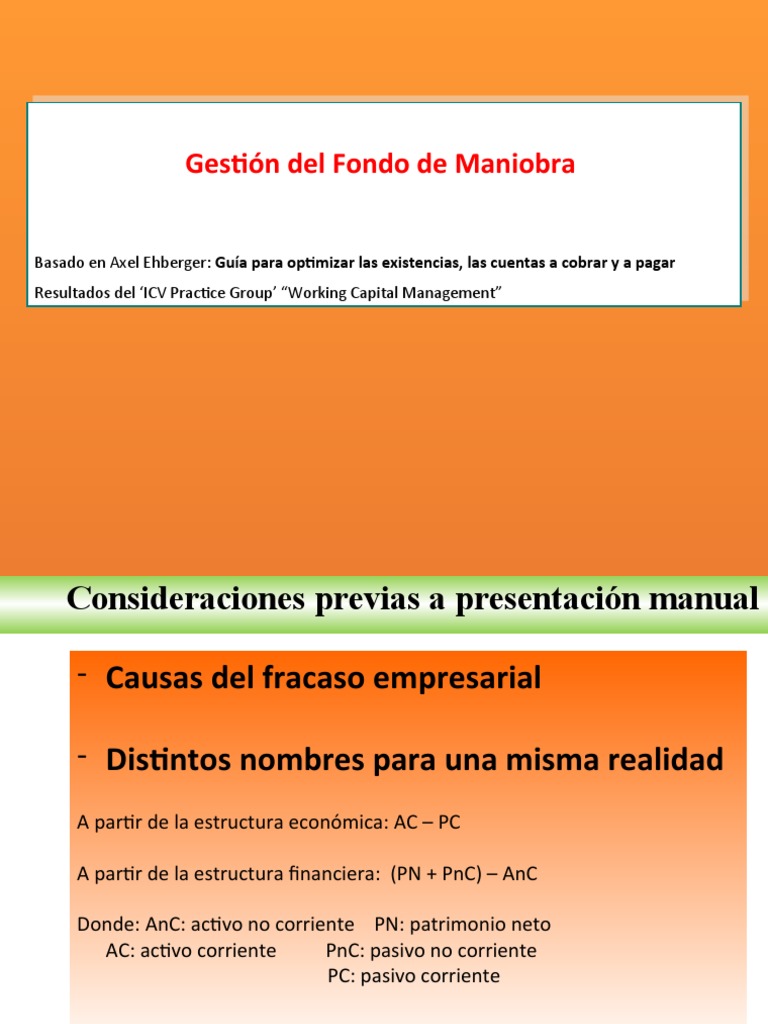 Fondo de Maniobra | PDF | Capital de trabajo | Indicador de rendimiento
