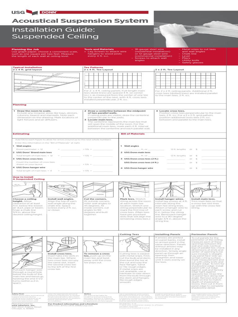 Usg Acoustical Suspension System Installation Guide en WL576 | PDF ...