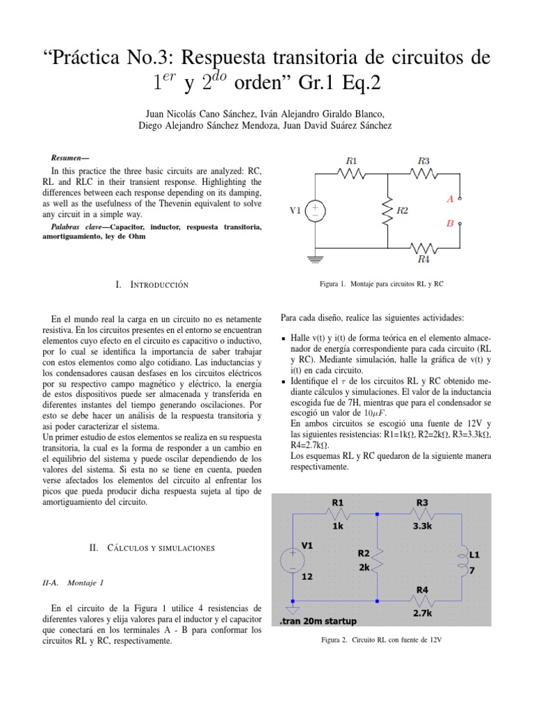 Practica 3 Circuitos II Preinforme | PDF | Condensador | Inductor
