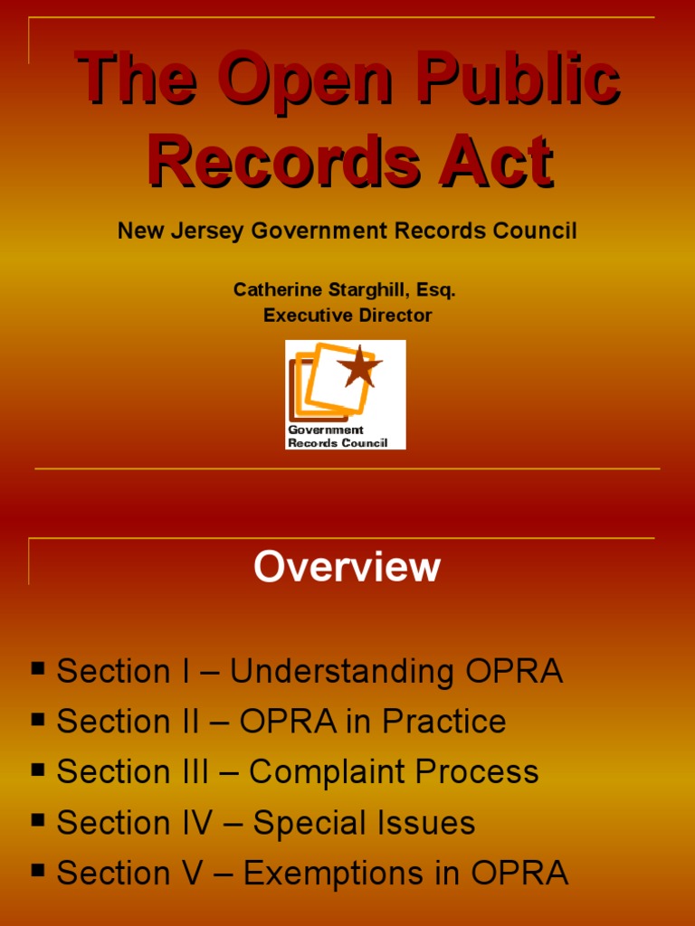 New Jersey OPRA Guide: Access & Process | PDF | Complaint ...