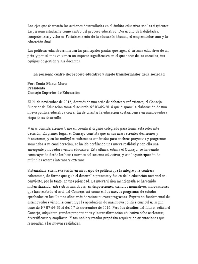 Educación: Visión Innovadora y Transformadora | PDF