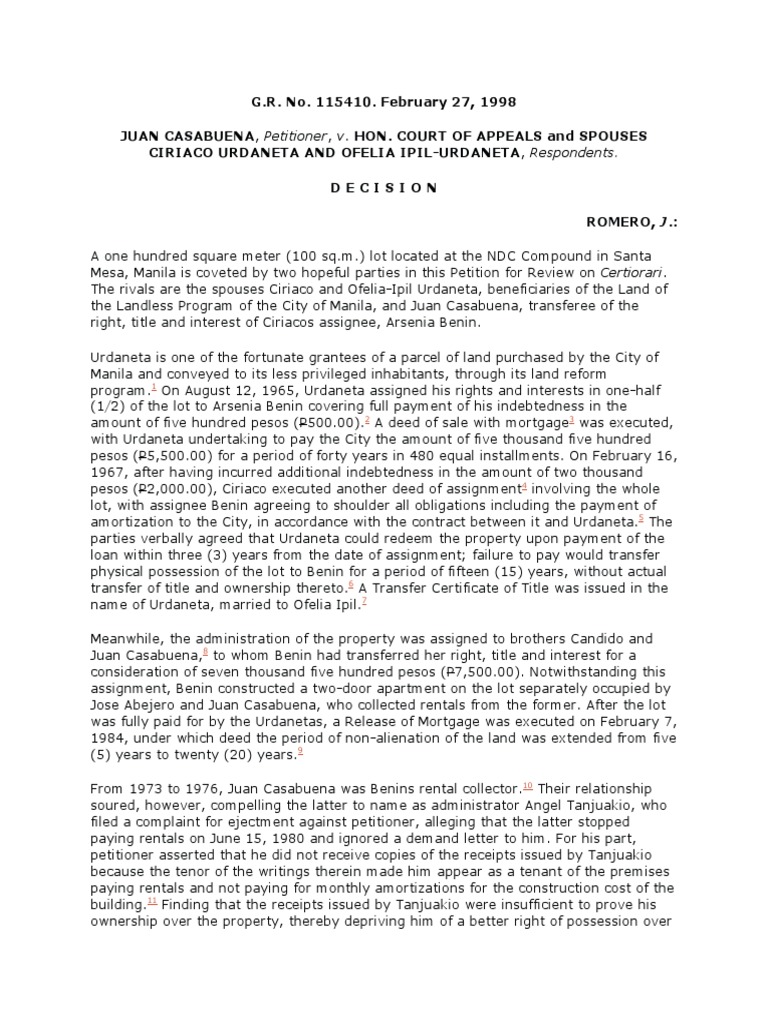 Casabuena V CA - Assignment Vs Negotiation | PDF | Assignment (Law ...