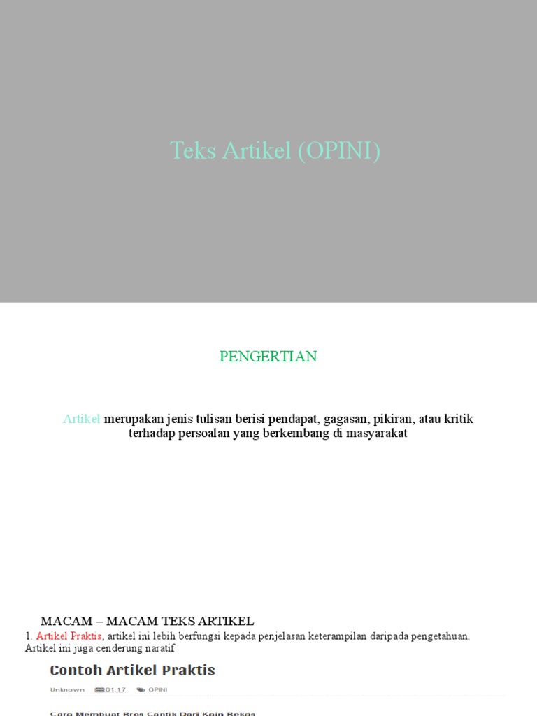 Teks Artikel MATERI BAHASA INDONESIA KEL | PDF