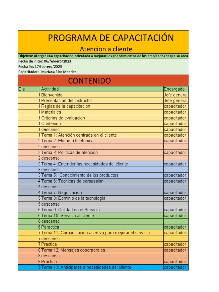 Programa de Capacitacion | PDF | Business
