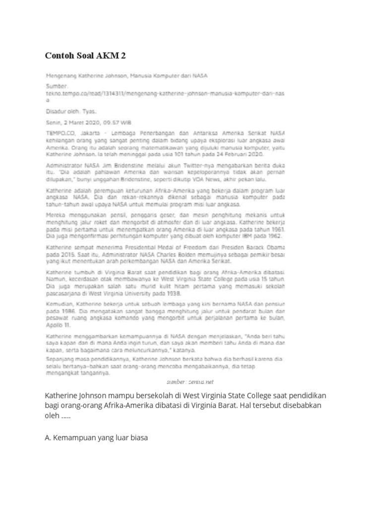 Contoh Soal AKM 2 | PDF