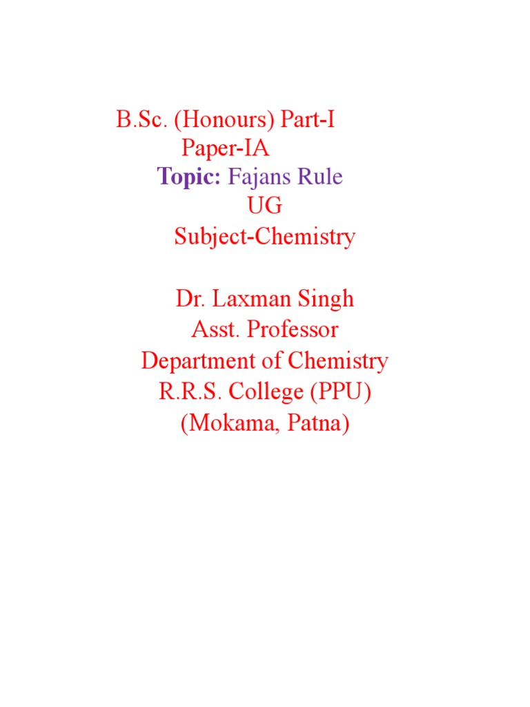 Fajans Rule Final PDF | PDF | Ionic Bonding | Ion