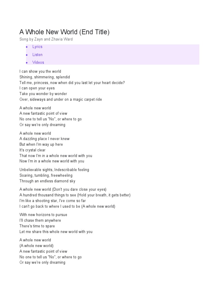 A Whole New World | PDF | Art | Poetry