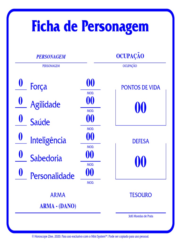 Shadowlords Mini System FICHA PERSONAGEM EQUIPAMENTO EDITAVEL | PDF