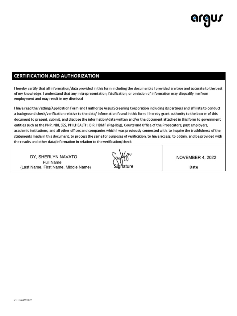 Argus Authorization Letter | PDF
