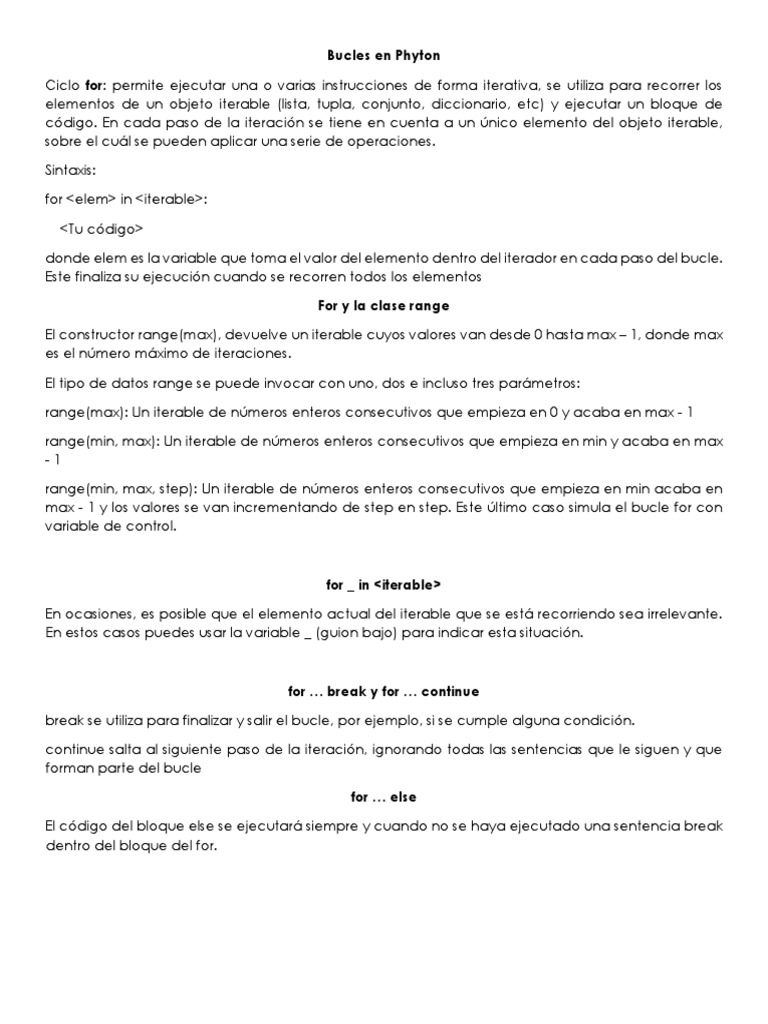 Bucles en Phyton | PDF