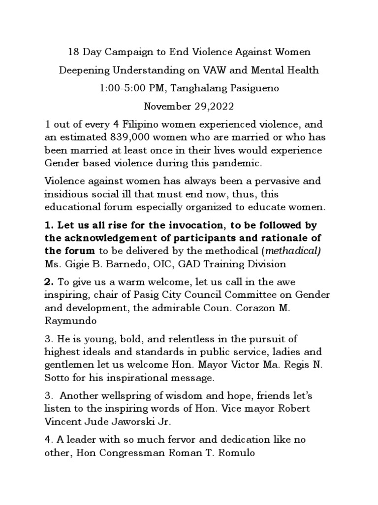 VERON VAW Script | Download Free PDF | Domestic Violence | Violence ...