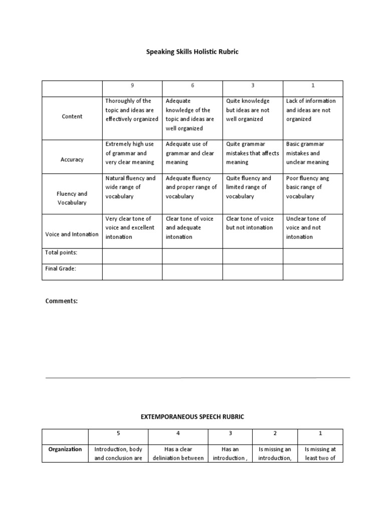 Rubrics | Download Free PDF | Fluency | Verb