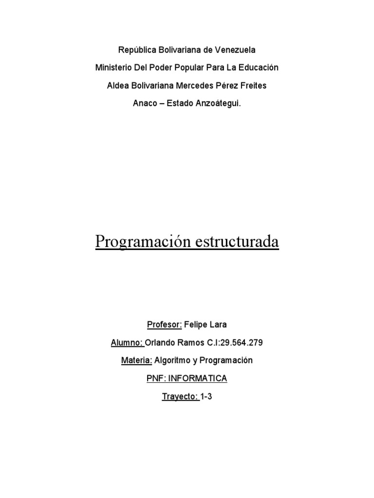 Programación Estructurada 1 3 Pdf Flujo De Control Programación 8972