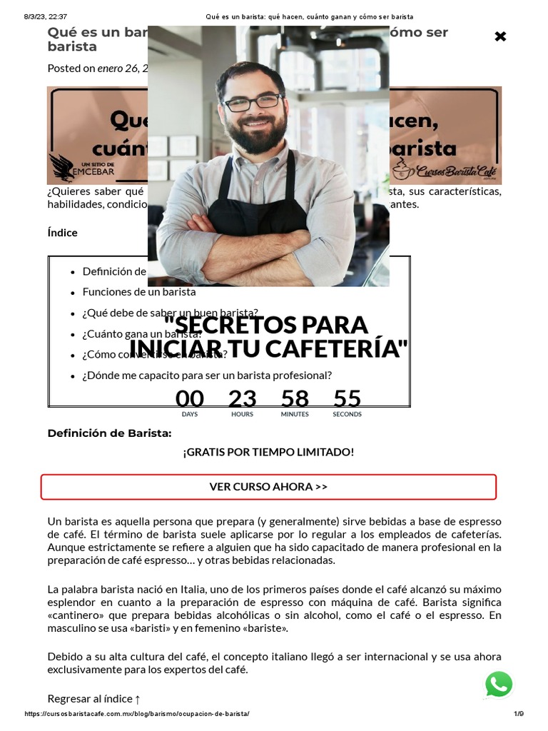 Qué Es Un Barista - Qué Hacen, Cuánto Ganan y Cómo Ser Barista | PDF | café | Industria de alimentos
