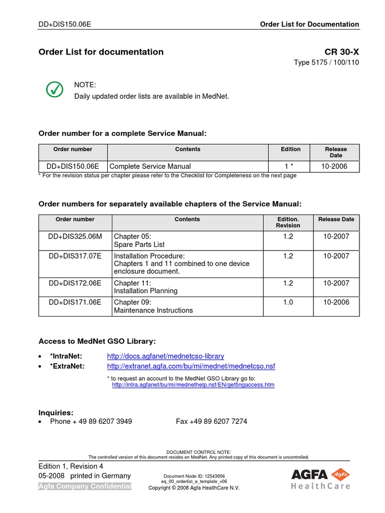 CR 30-X - Chapter 00 - Order List For Documentation 18.0 | PDF | Computing | Computer Science