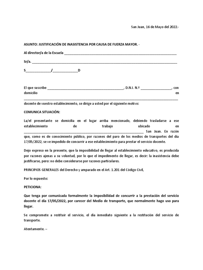 Nota de Justificación paro colectivos | PDF