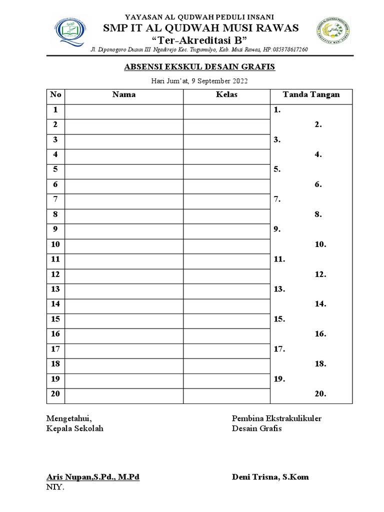 Absen Harian Ekskul Desain Grafis | PDF