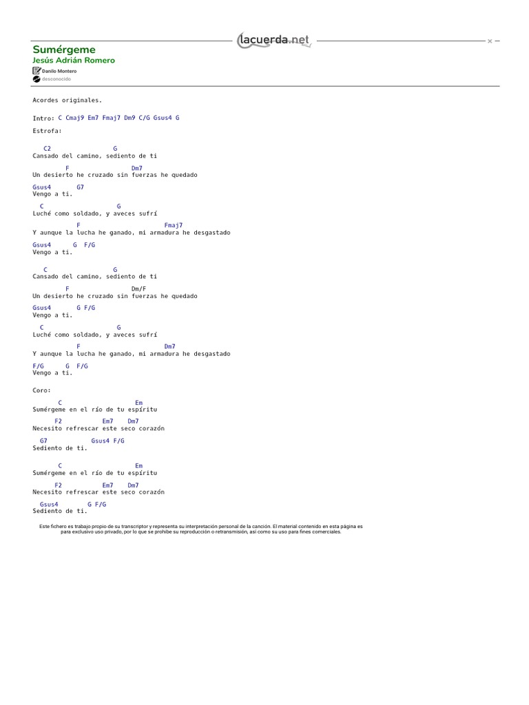 SUMERGEME, Jesús Adrián Romero - Acordes | PDF