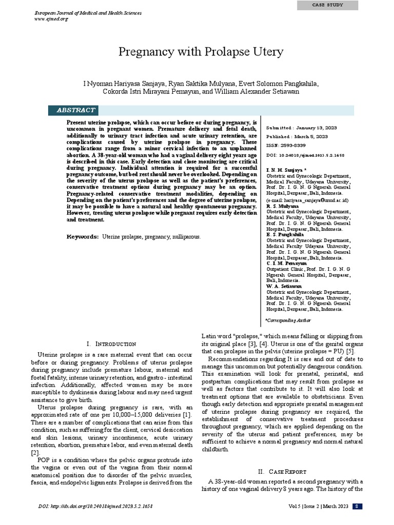 Pregnancy With Prolapse Utery PDF | PDF | Childbirth | Pregnancy