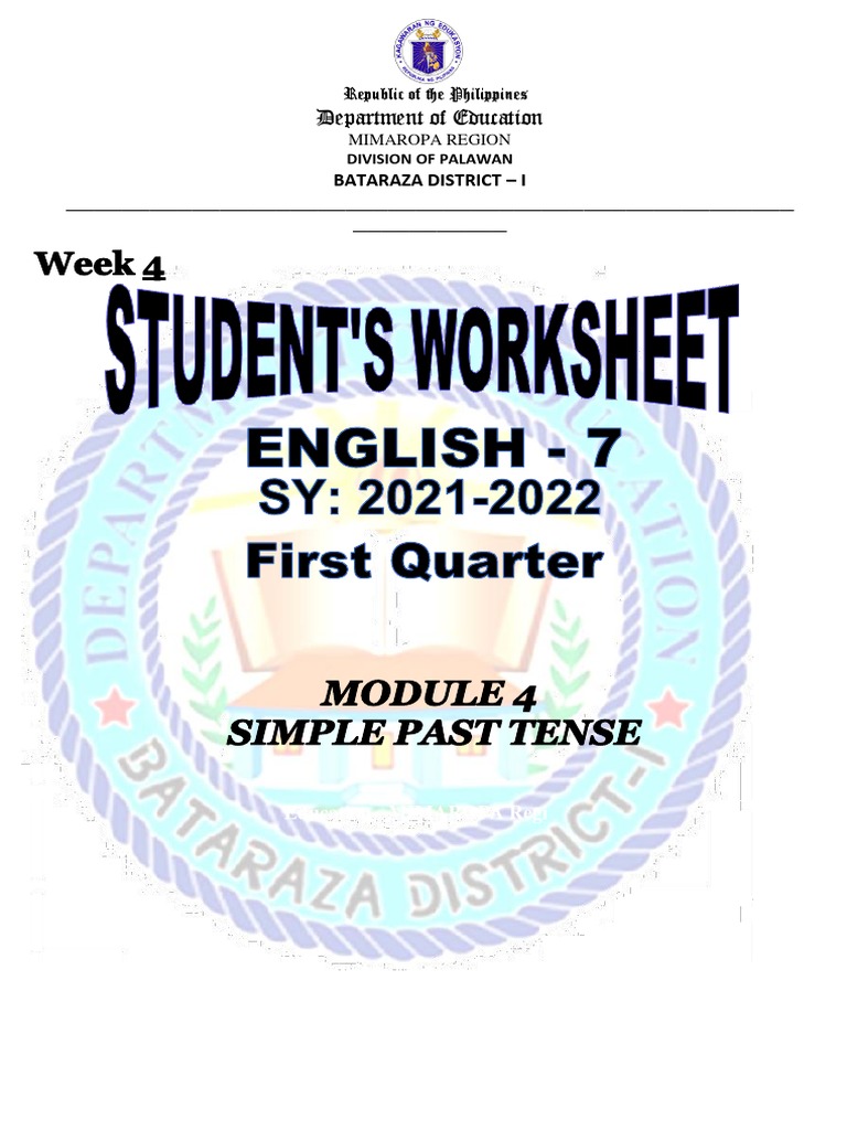 Eng7 Q1 Module 4 Worksheet | PDF | Grammatical Tense | Subject (Grammar)