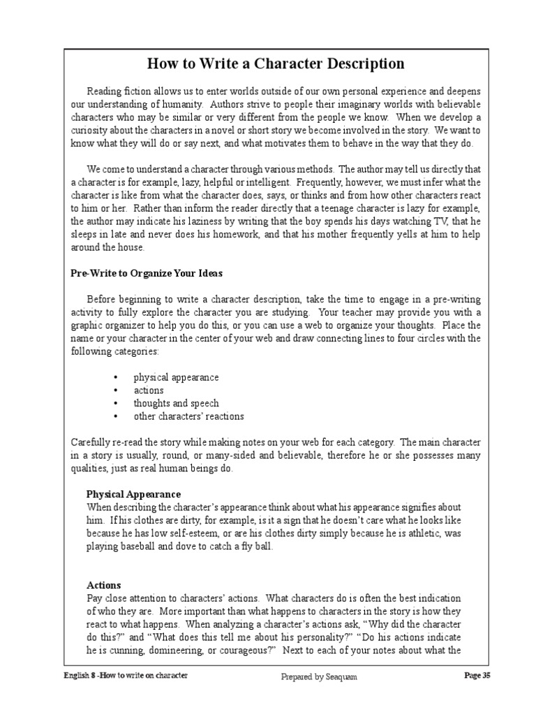 Character_description_text_examples | PDF | Thought | Cognition