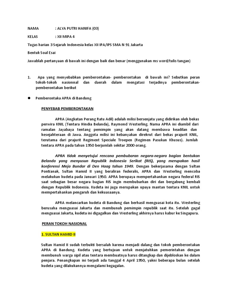 Pemberontakan APRA dan Andi Azis 1950 | PDF