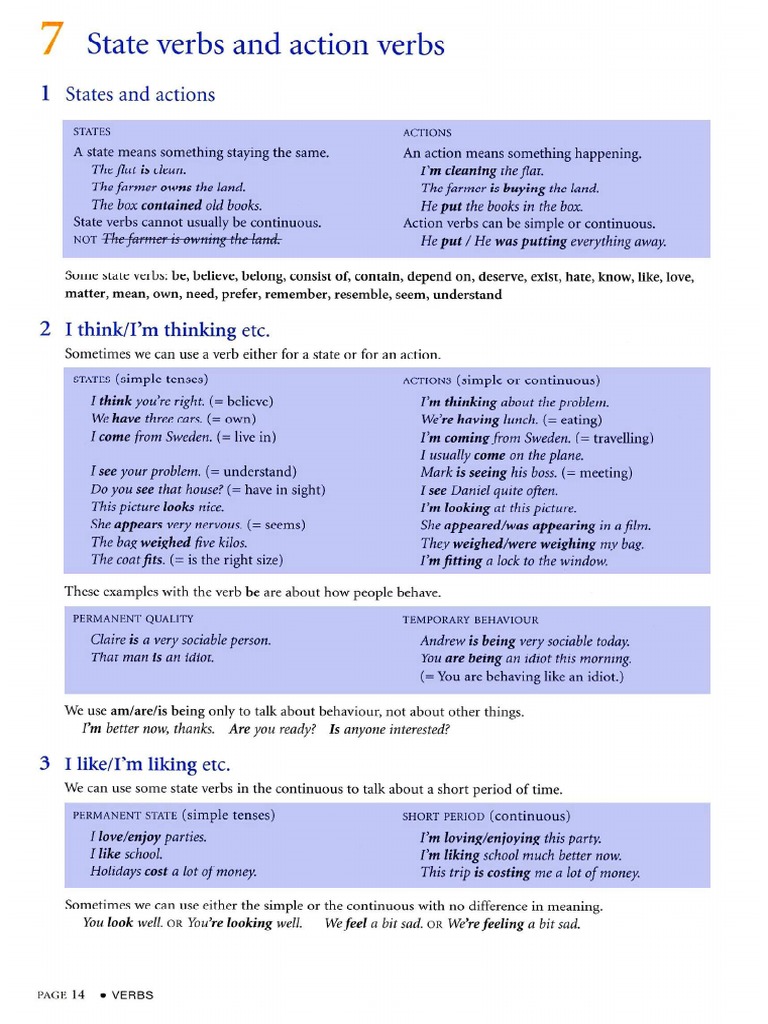 3. State and action verbs | PDF