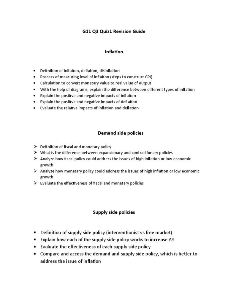 G11 Q3 Quiz1 Revision Guide | PDF