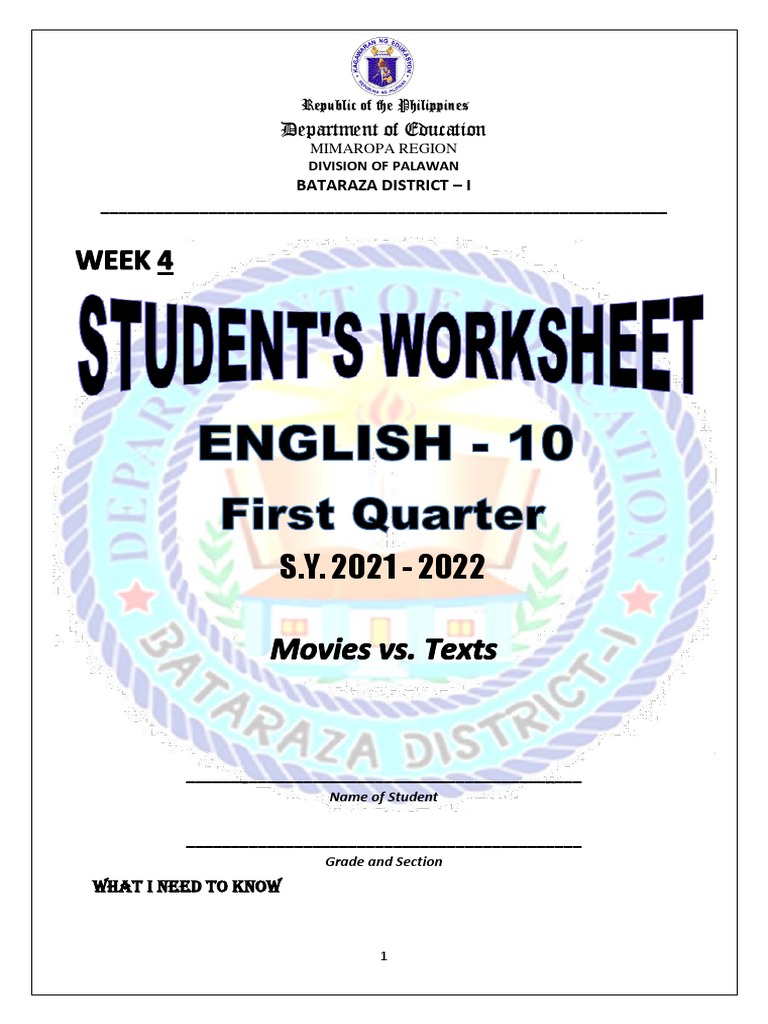 ENGLISH 10 Q1 M4 Week4 | PDF | Learning | Genre